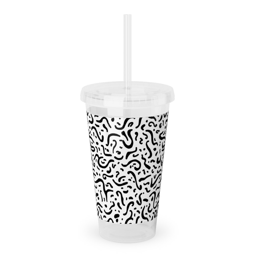 Squiggly - Black and White Acrylic Tumbler with Straw | Shutterfly