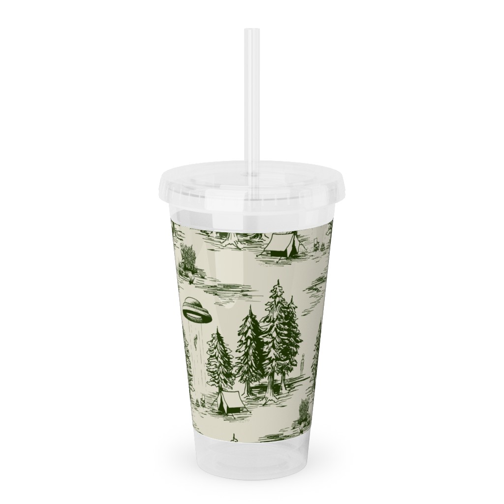 Alien Abduction Toile De Jouy - Forest Green & Cream Acrylic Tumbler ...