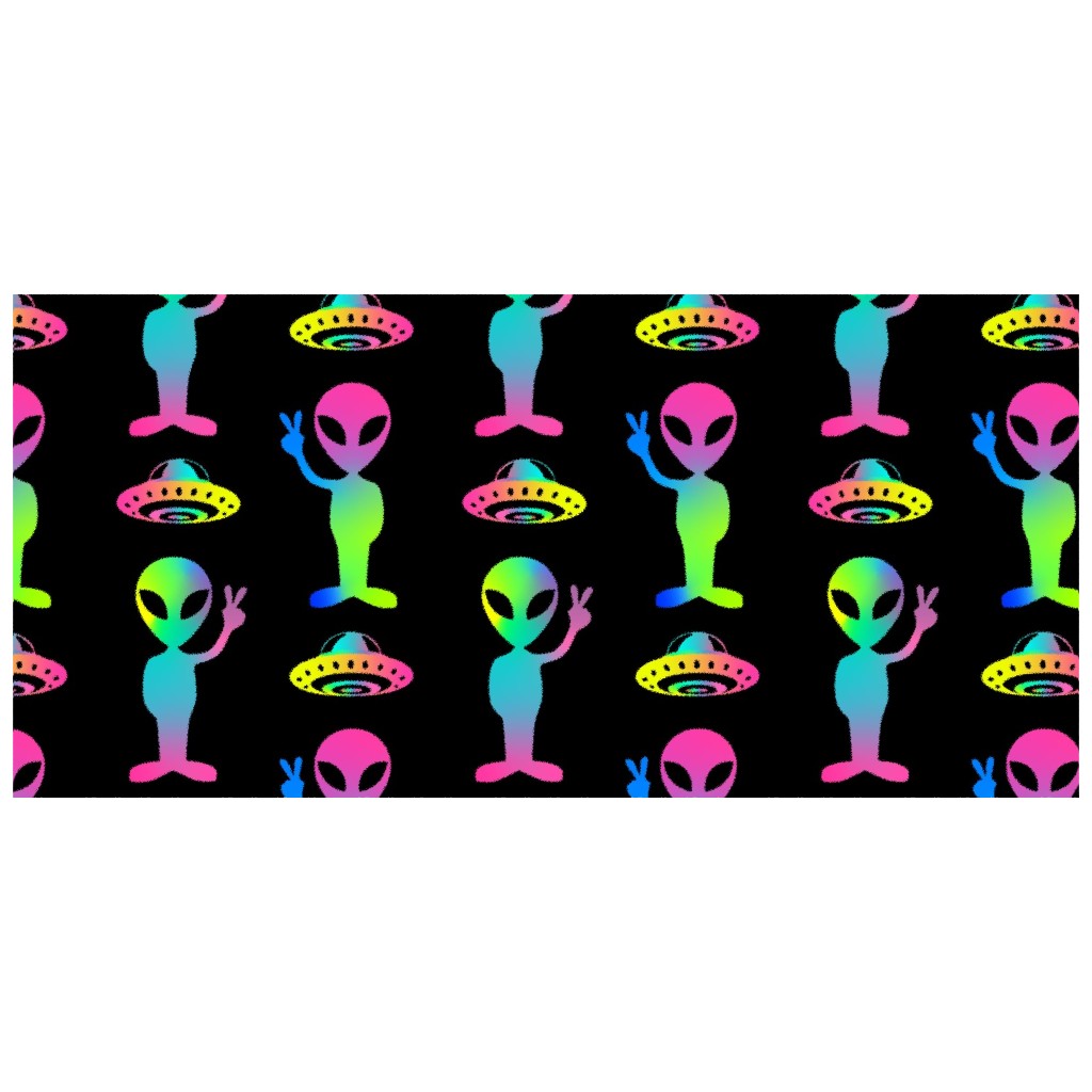 90's Rainbow Aliens and Ufos - Multi on Black Acrylic Tumbler with ...