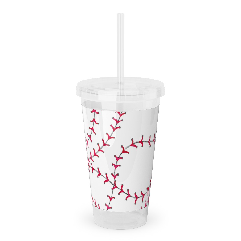 Baseball Seams - White Acrylic Tumbler with Straw | Shutterfly