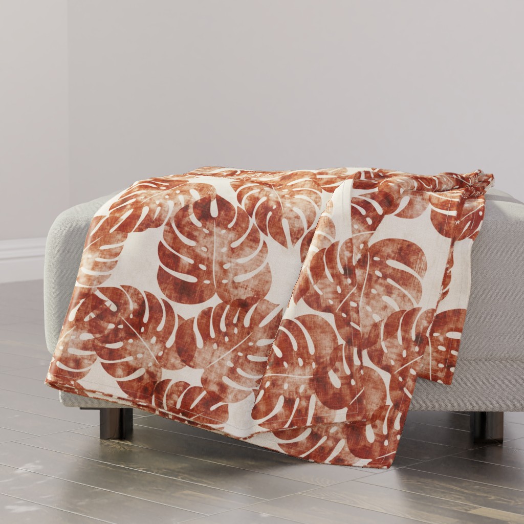 Monstera Leaves - Rust Blanket | Shutterfly
