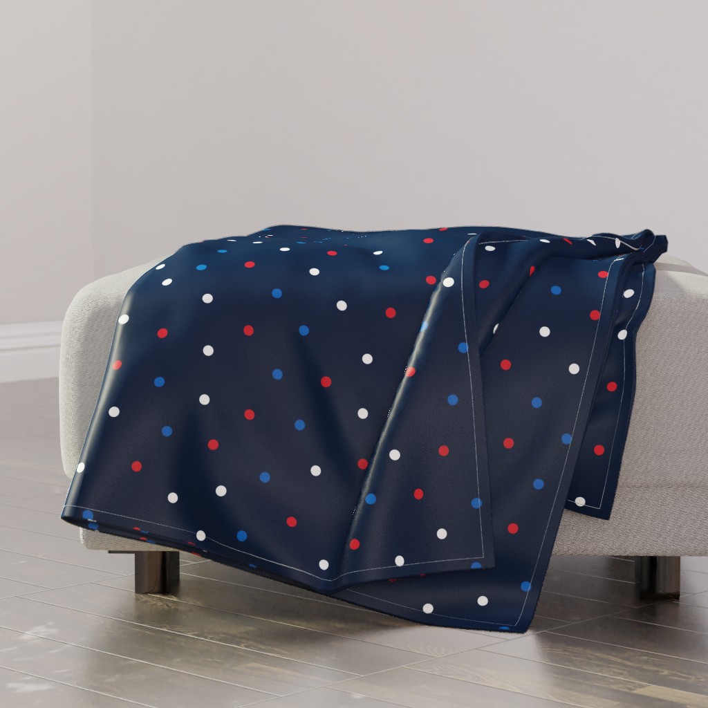 Mixed Polka Dots - Red White and Royal on Navy Blue Blanket | Shutterfly
