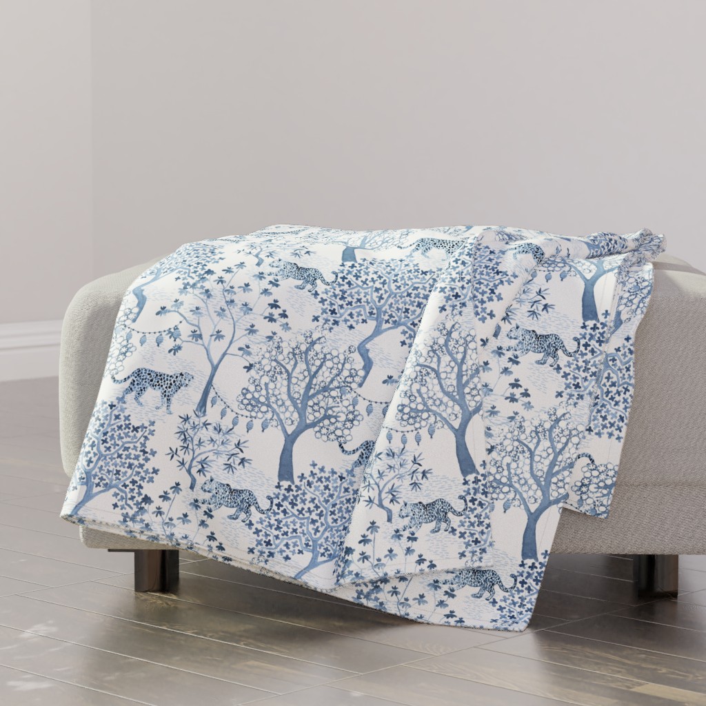 Leopard Toile With Lanterns Cornflower Blanket | Shutterfly