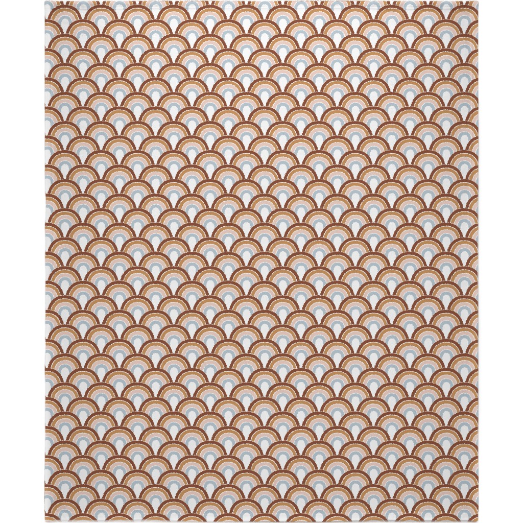 Retro Rainbow Waves - Scales and Curves - Rust Beige Blush Blue on ...