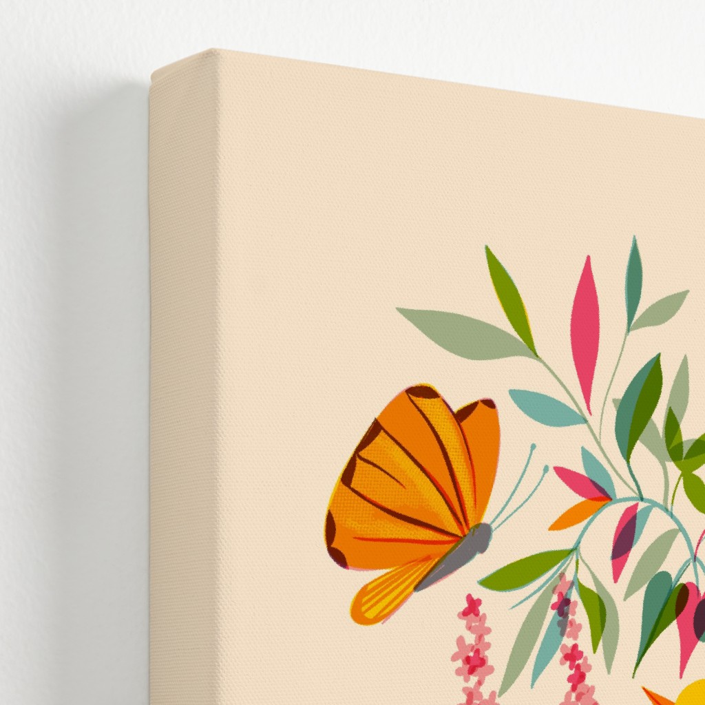 Florals With Pirol and Butterfly - Multi Canvas Print | Shutterfly