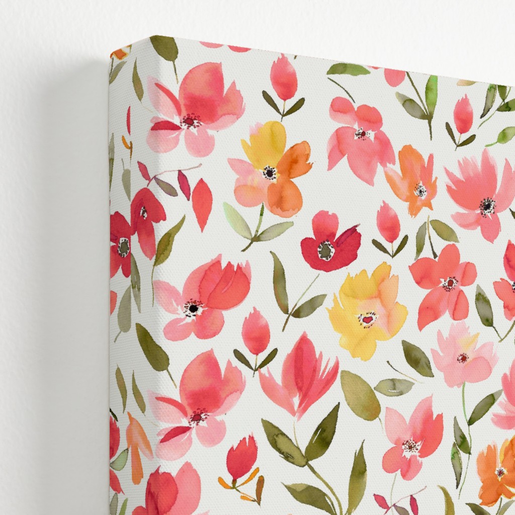 Fresh Flowers Watercolor - Pink and Yellow Canvas Print | Shutterfly