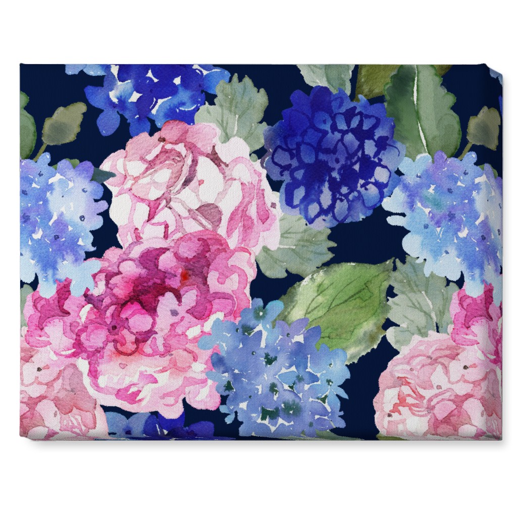 Spring Hydrangea Watercolor - Navy Wall Art | Shutterfly
