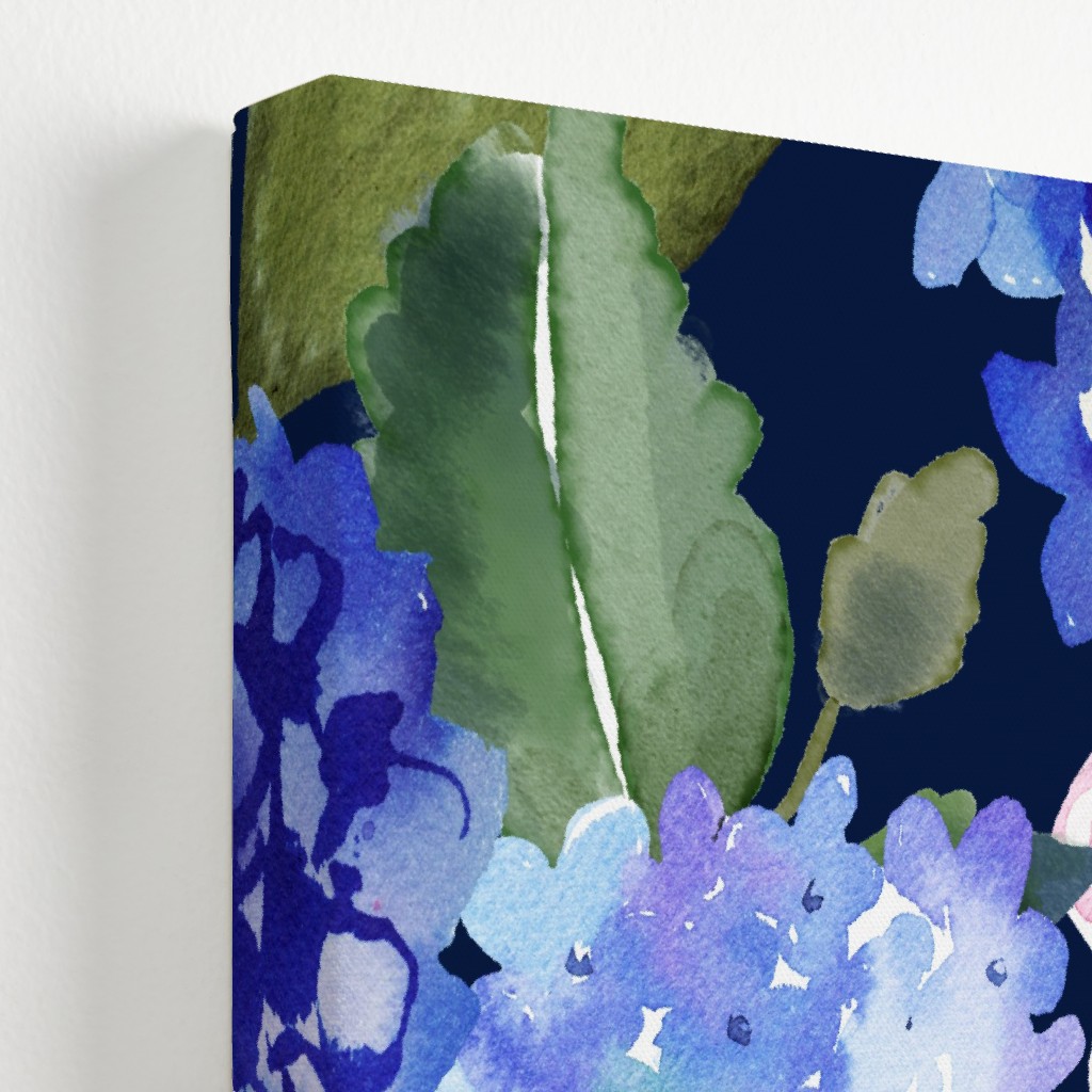 Spring Hydrangea Watercolor - Navy Canvas Print | Shutterfly