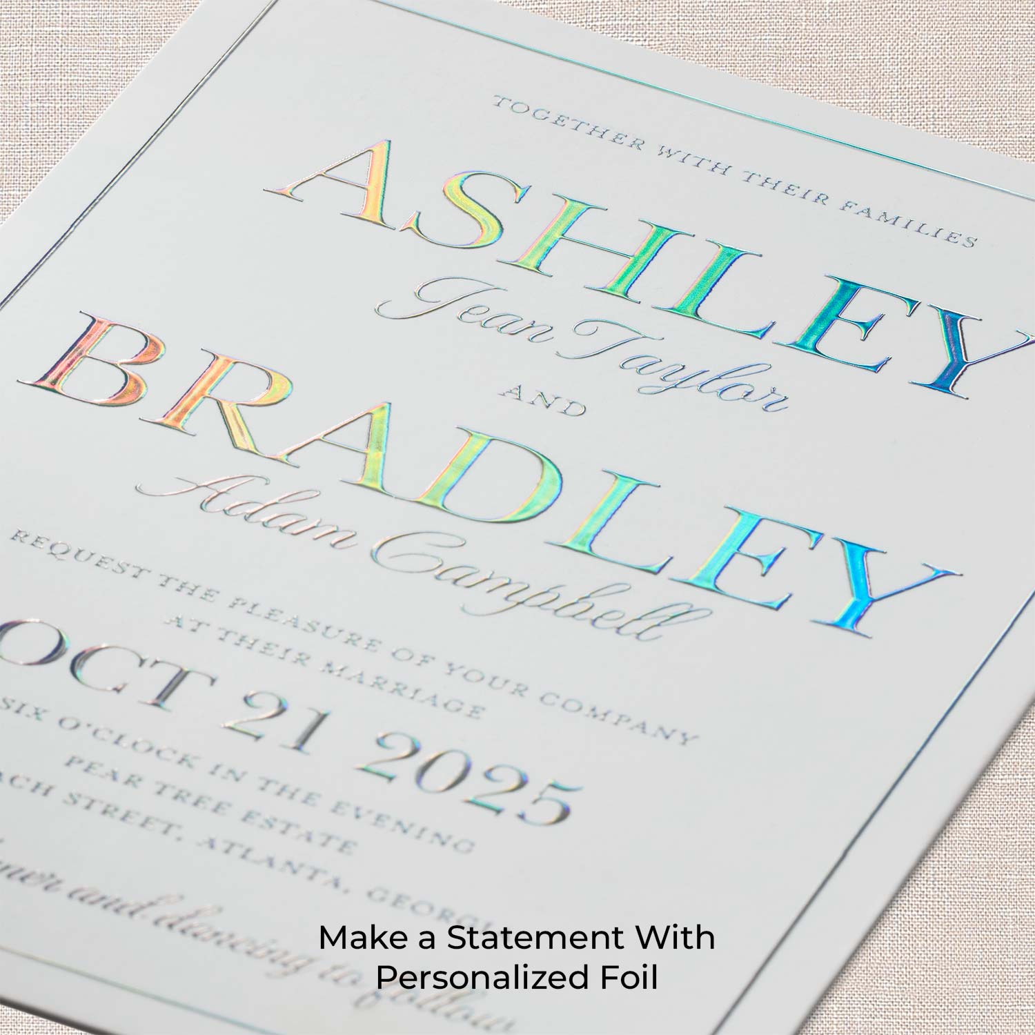 Editable Foil Type 5x7 Personalized Foil Card by Float Paperie | Shutterfly