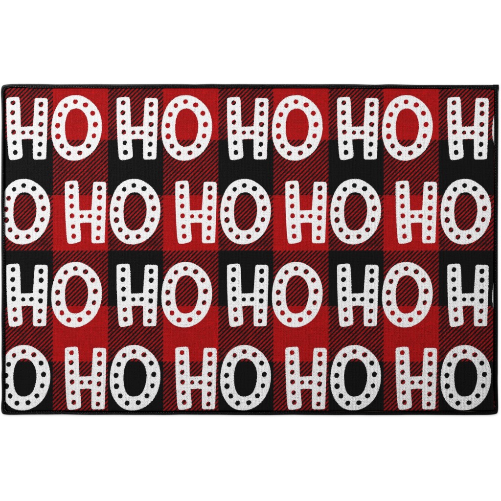Buffalo Plaid Ho Ho Ho - Red and Black Door Mat | Shutterfly