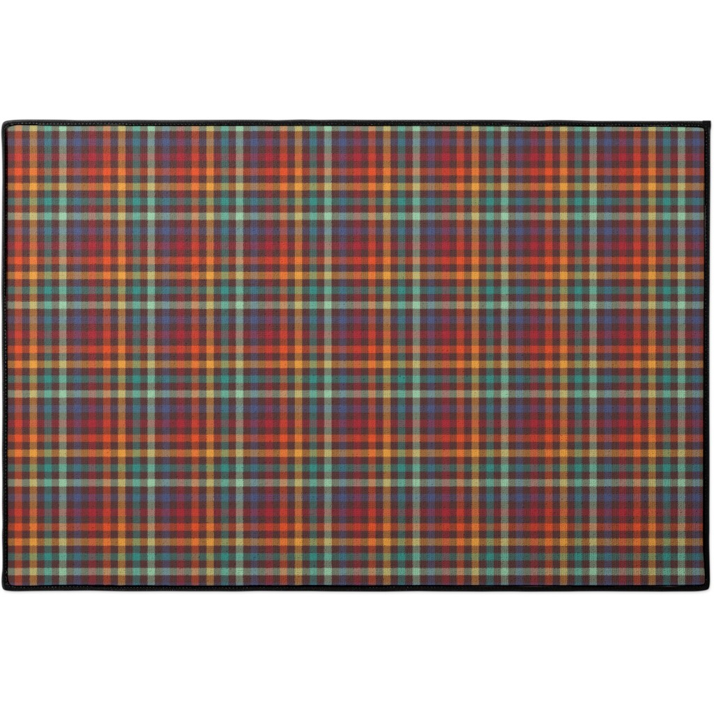 Retro Rainbow Plaid Door Mat | Shutterfly