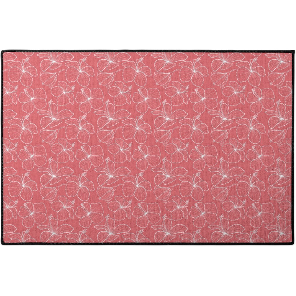 Hibiscus Line Art - Pink Door Mat | Shutterfly