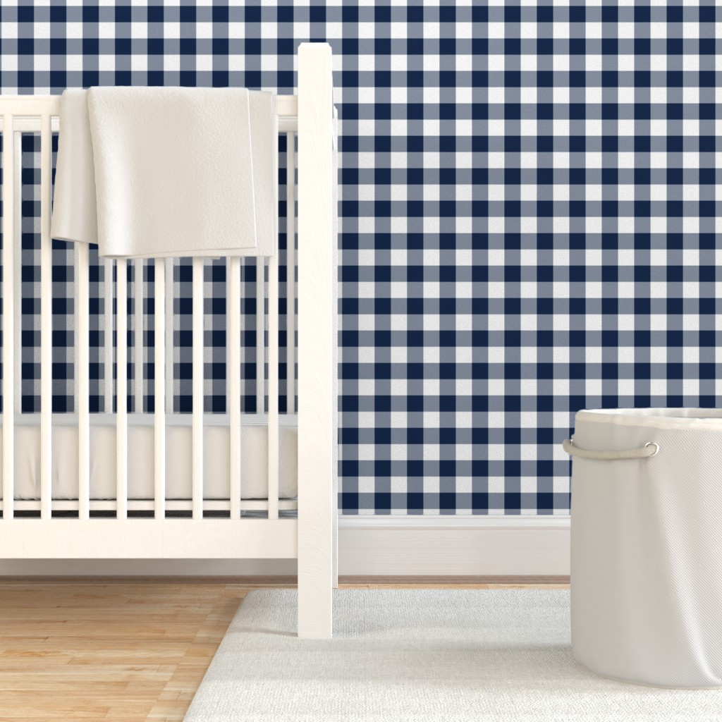 Gingham Check - Navy and White Wallpaper | Shutterfly