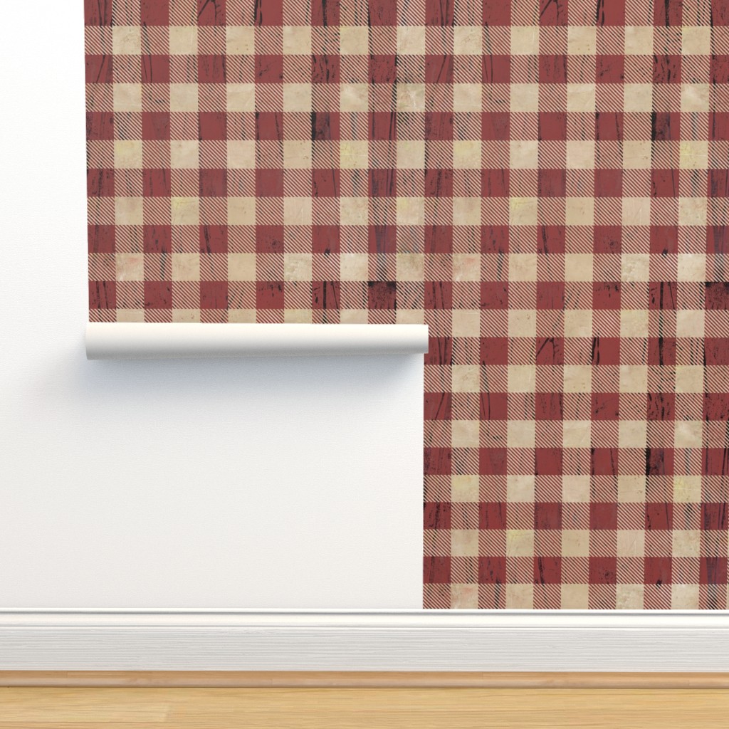 Rustic Buffalo Plaid - Red Wallpaper | Shutterfly