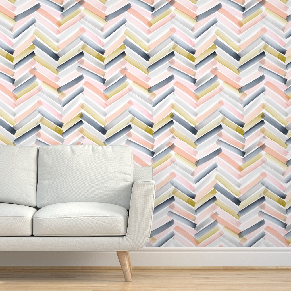 Chevron - Blush and Navy Wallpaper | Shutterfly