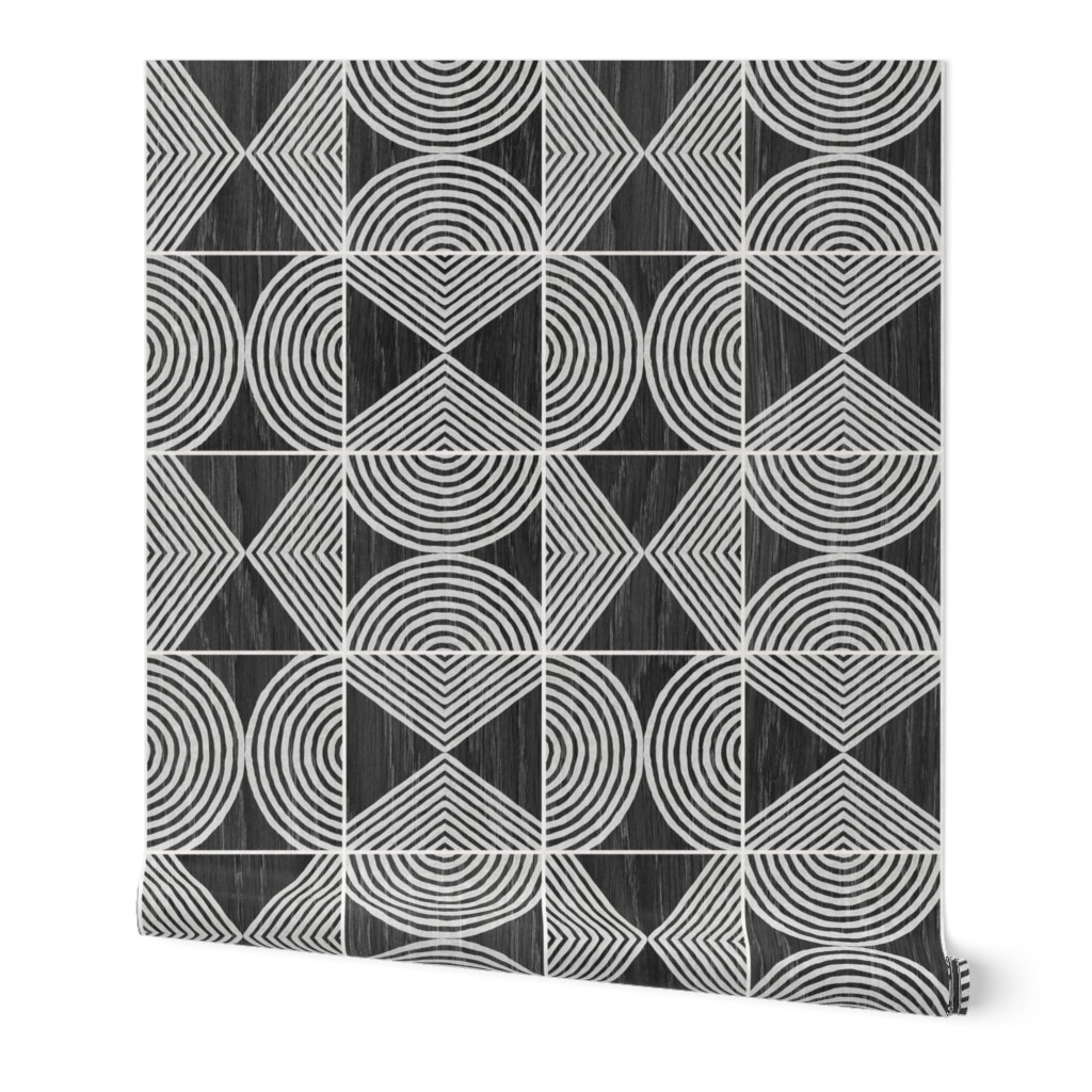 Boho Tribal Woodcut Geometric Shapes Wallpaper | Shutterfly