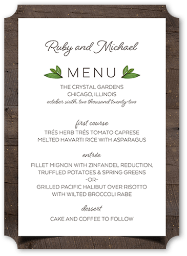 Rustic Wedding Menus | Shutterfly