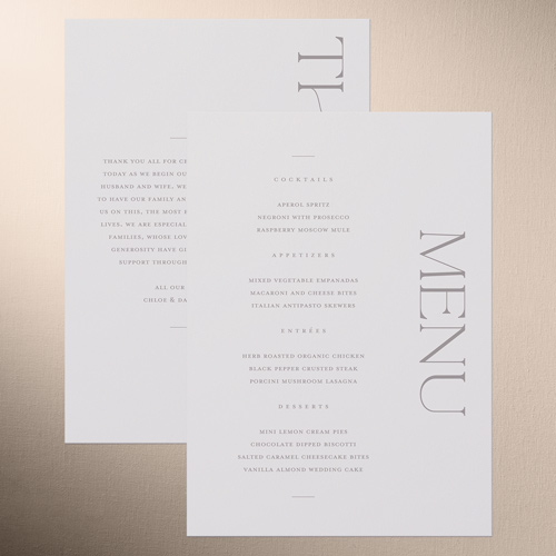 Vertical Headline 5x7 Wedding Menu by Yours Truly | Shutterfly