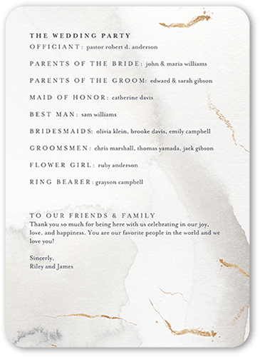 Weathered Wash 5x7 Wedding Program by Yours Truly | Shutterfly