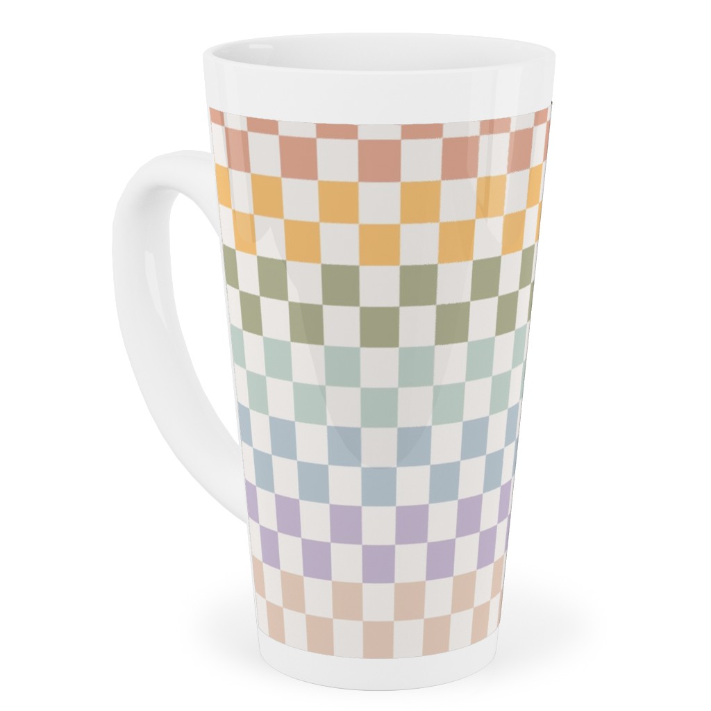 Boho Rainbow Checks Plaid - Multi Tall Latte Mug | Shutterfly