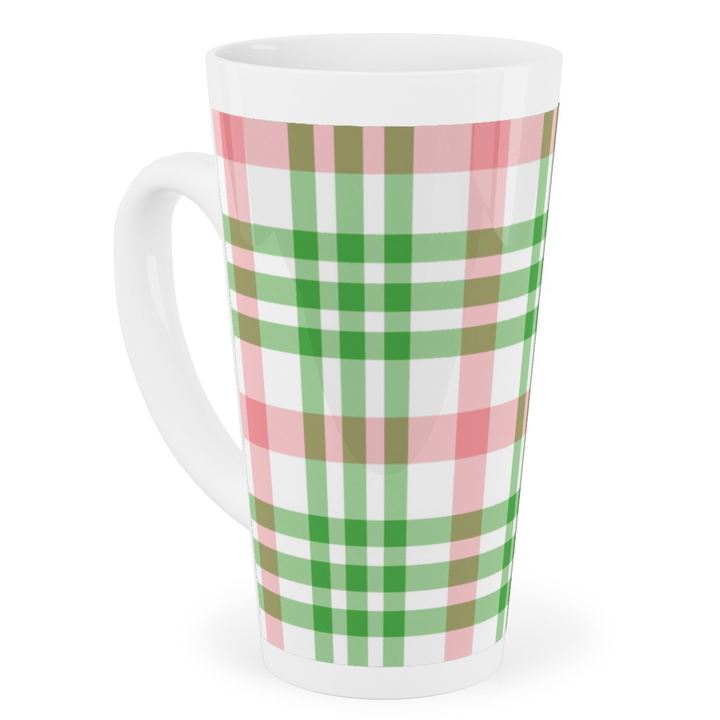 Pink, Green, and White Plaid Tall Latte Mug | Shutterfly
