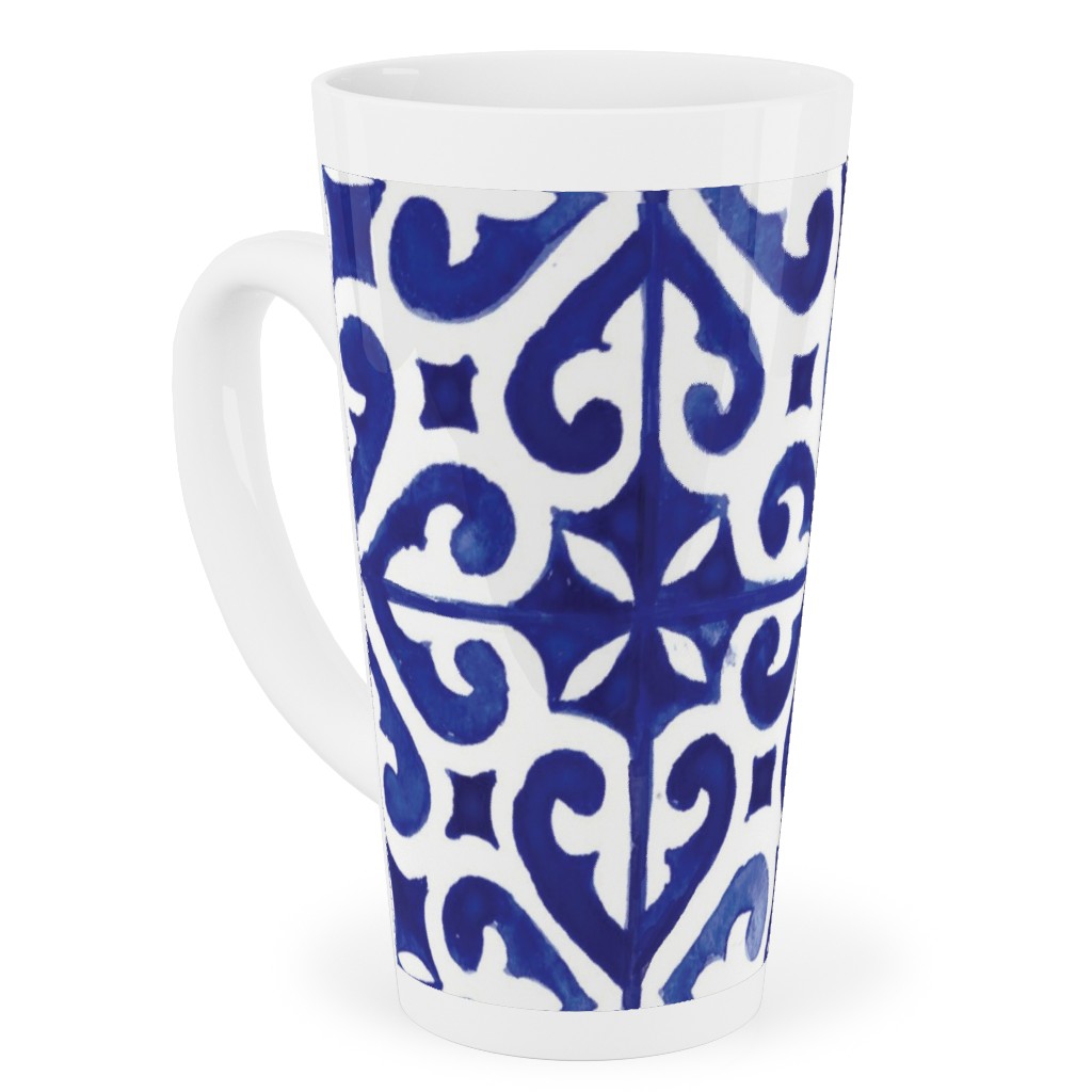Lisbon Tiles Watercolor - Blue Tall Latte Mug | Shutterfly