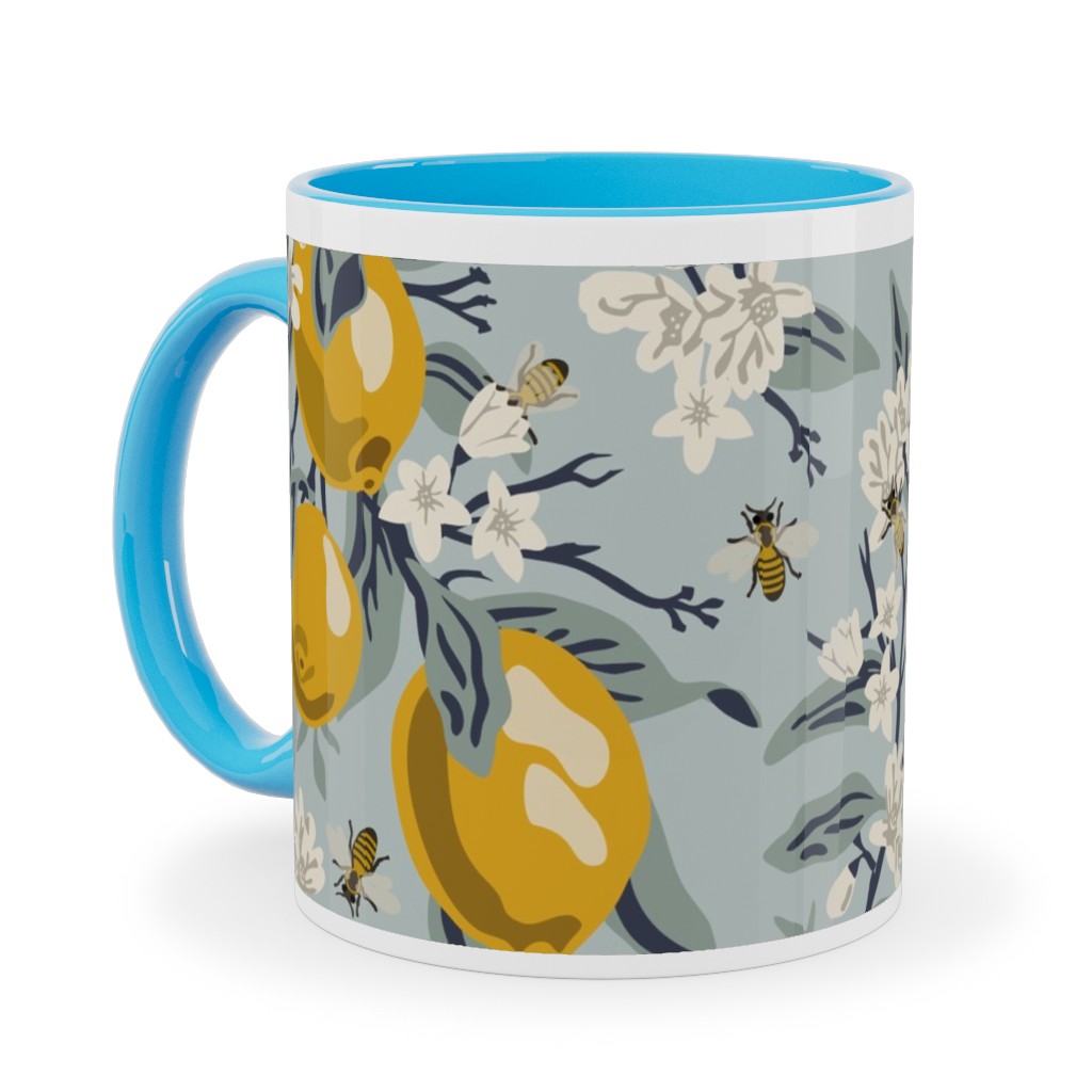 Bees, Blossoms & Lemons - Blue Ceramic Mug | Shutterfly