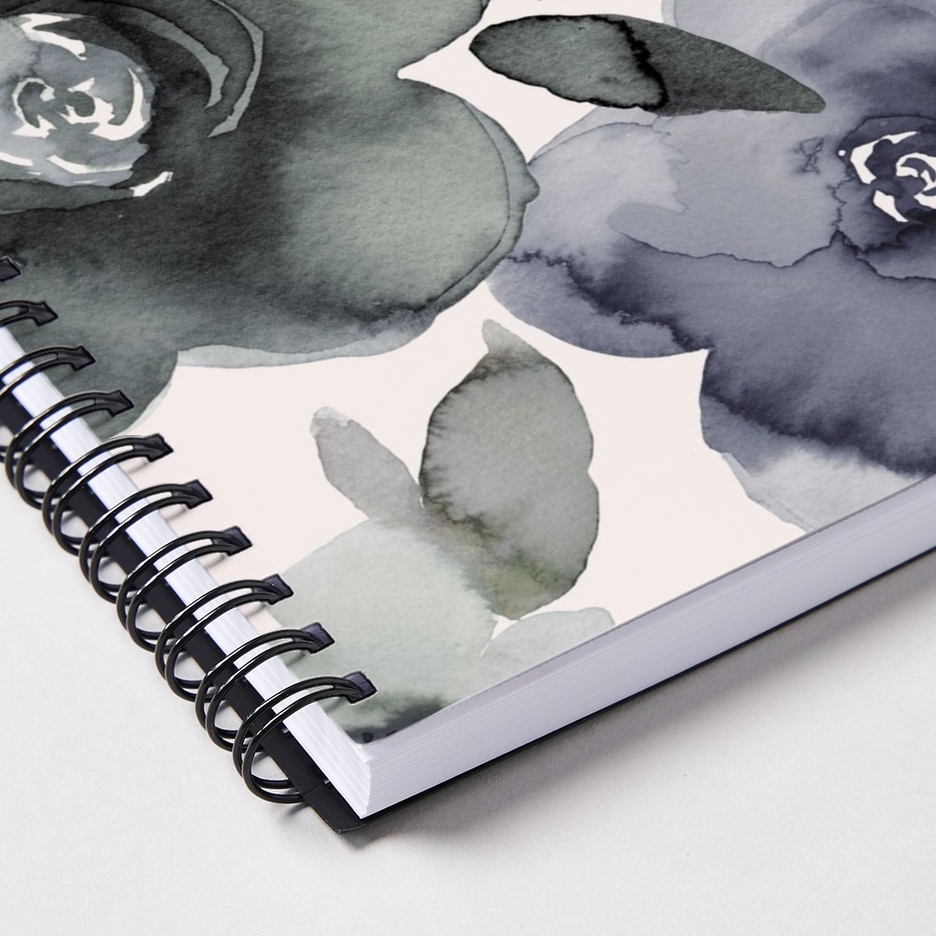 Wintery Watercolor Flower Bouquets - Navy Notebook | Shutterfly