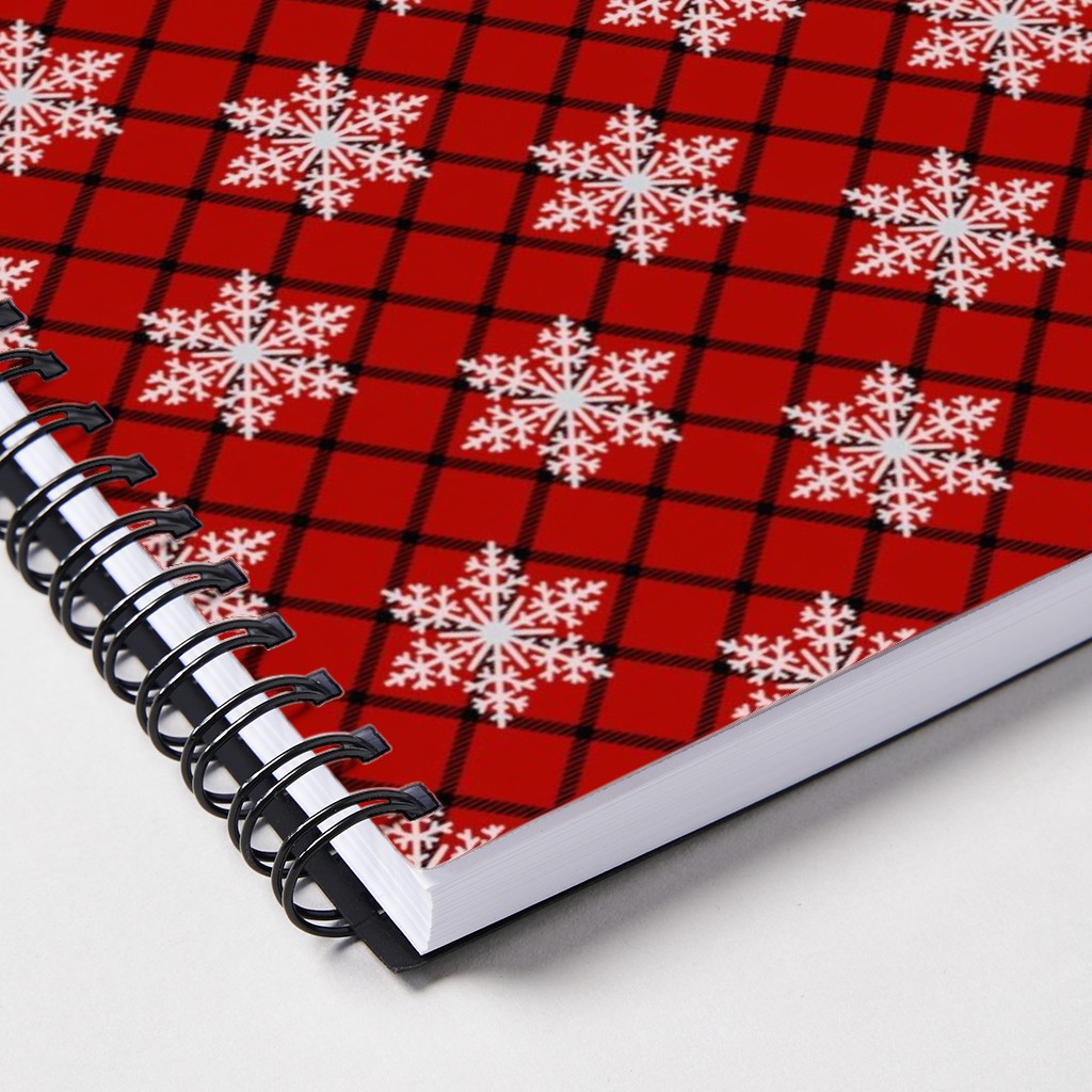 Snowy Winter Diagonal Checker Plaid - Red and Black Notebook | Shutterfly