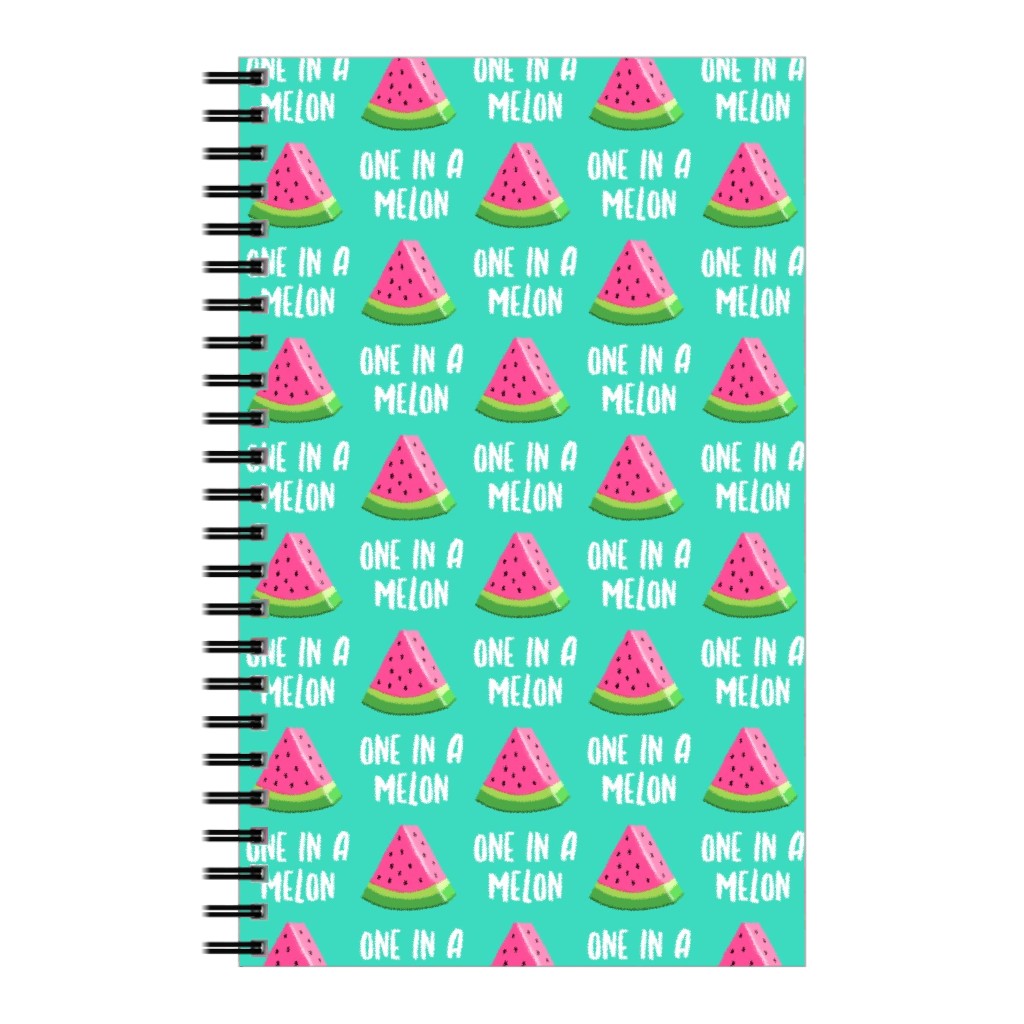 One in a Melon - Watermelon - Pink on Teal Notebook | Shutterfly