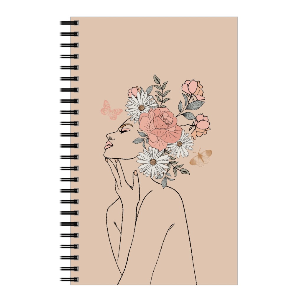 Feminine Line Art Botanical Sketch - Neutral Notebook | Shutterfly