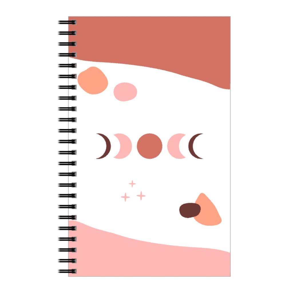 Minimal Modern Moon Phases - Pink and Orange Notebook | Shutterfly