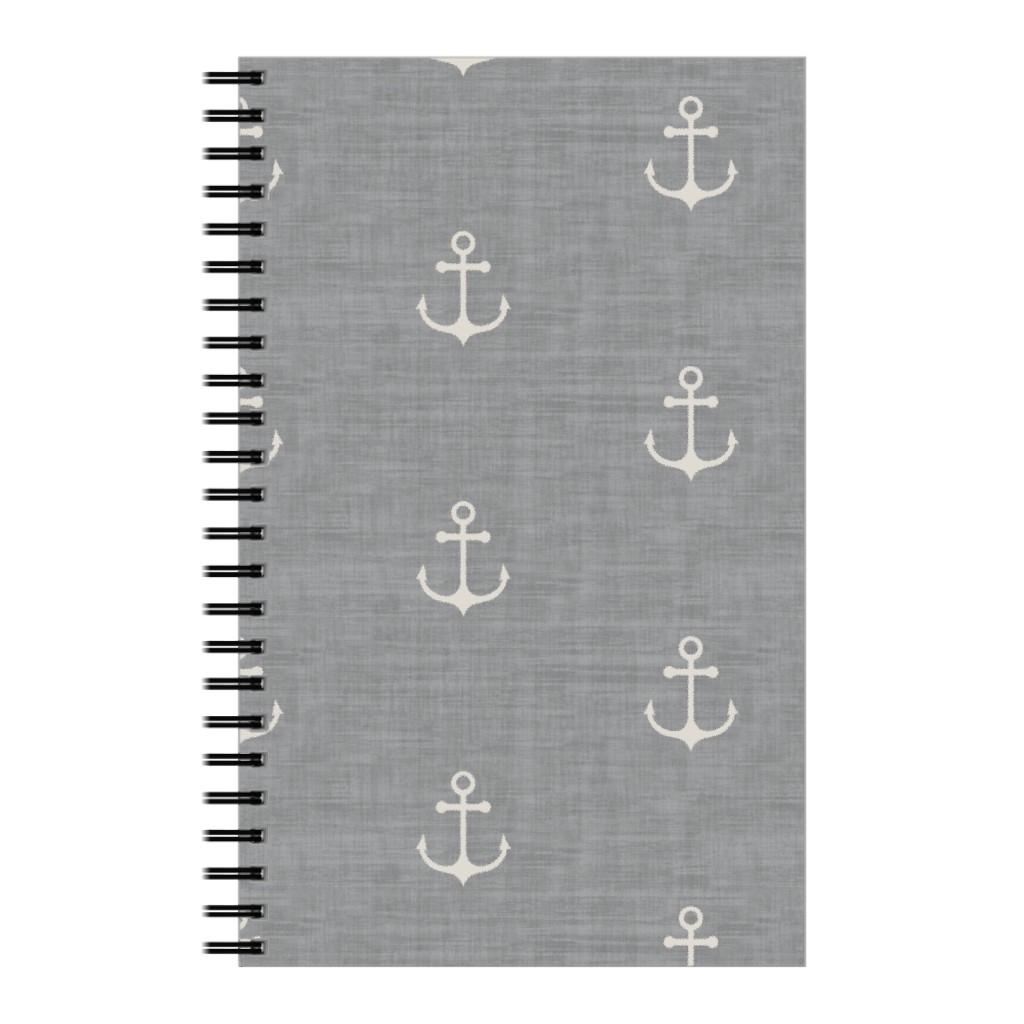 Anchor - Ivory on Light Grey Texture Notebook | Shutterfly