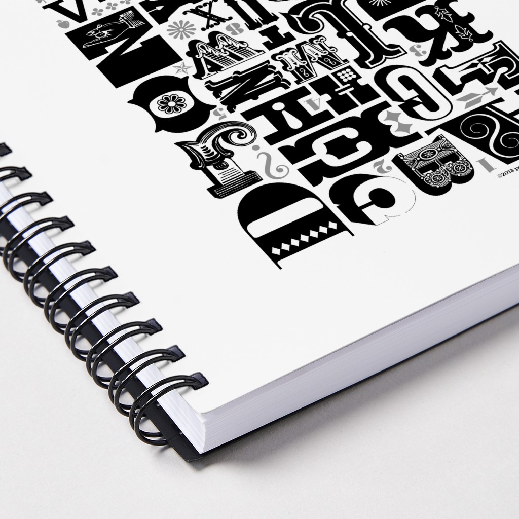 Woodtype Alphabet - Black & White Notebook | Shutterfly