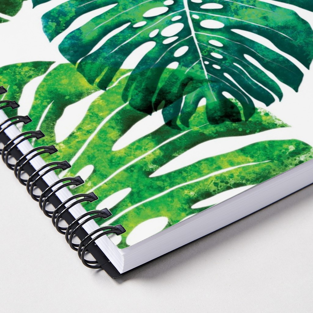 Monstera Leaves - Green on White Notebook | Shutterfly