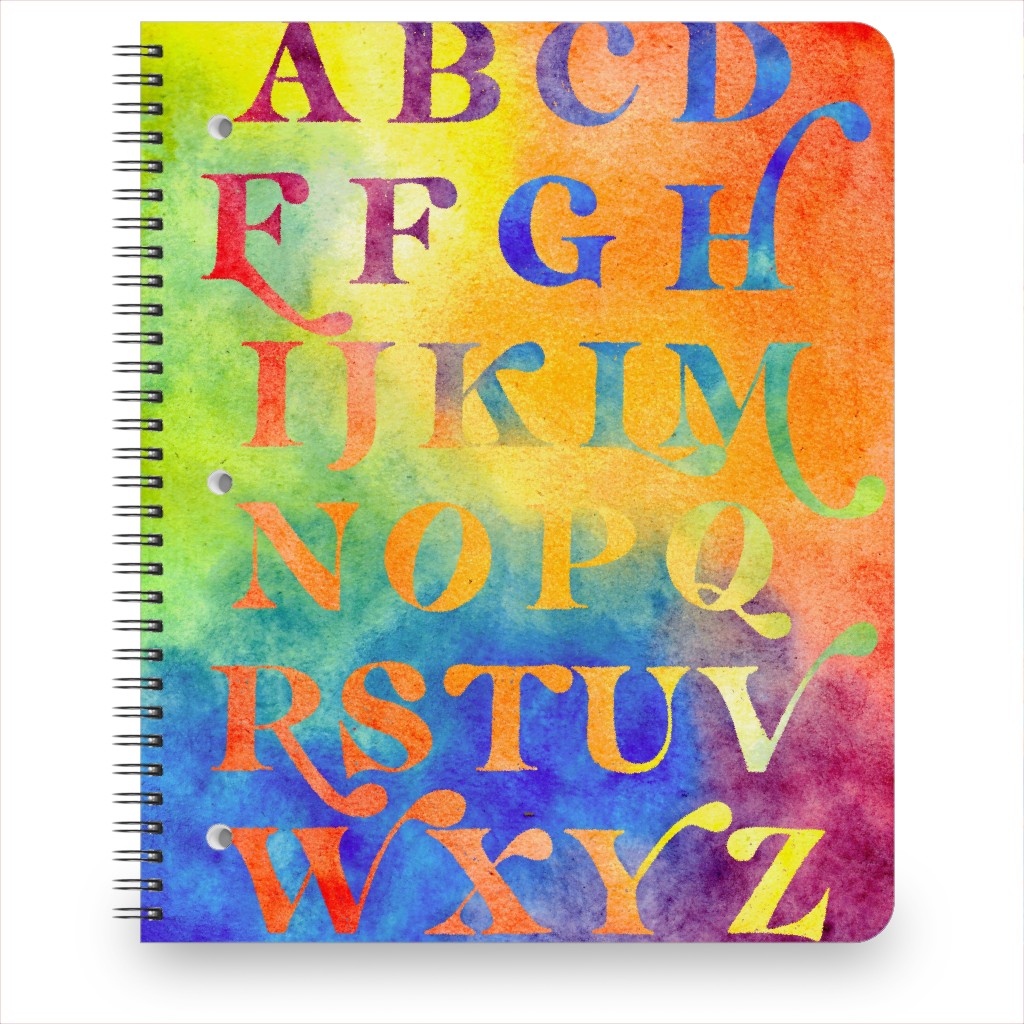 Watercolor Rainbow Retro Alphabet Notebook | Shutterfly