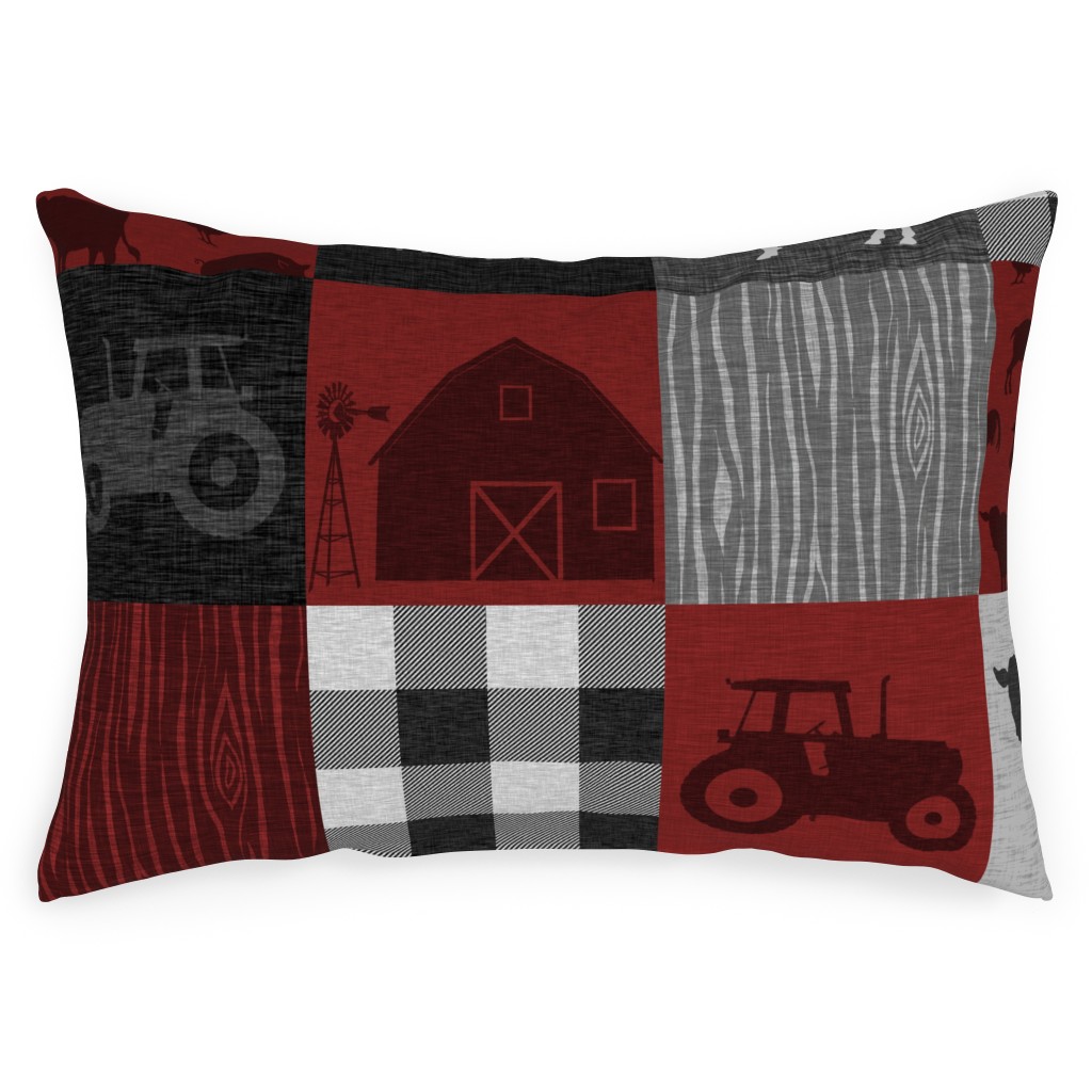 Home Sweet Home Farm - Red and Black Outdoor Pillow | Shutterfly