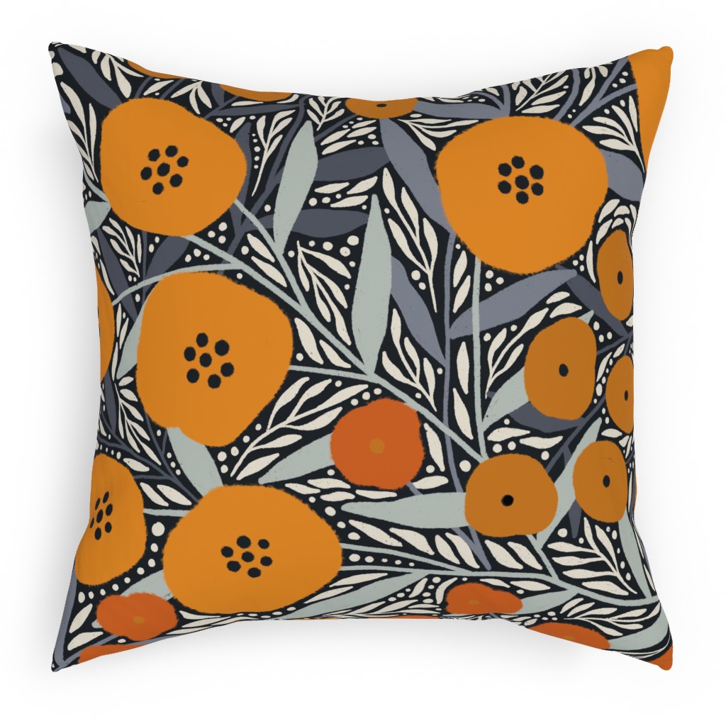 Eloise Floral - Orange Outdoor Pillow | Shutterfly