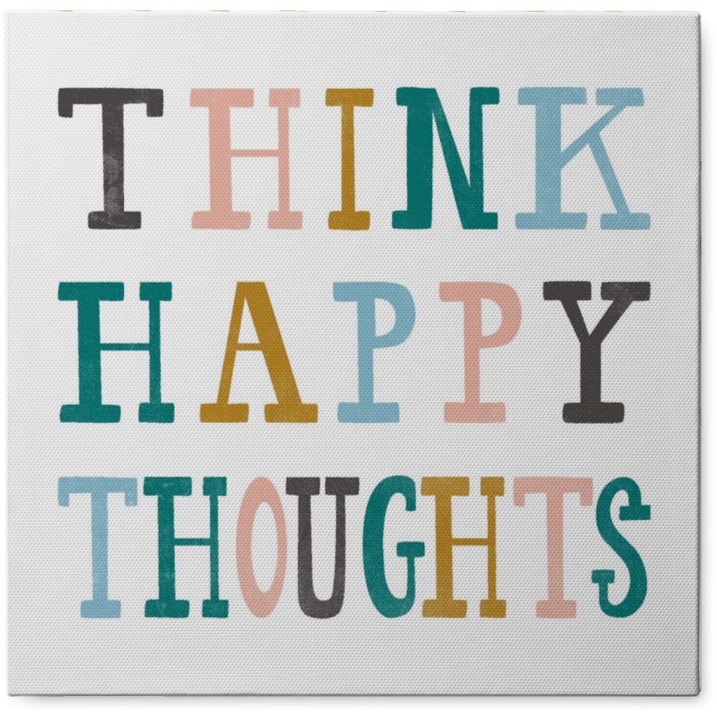Think Happy Thoughts - Multi on White Photo Tile | Shutterfly
