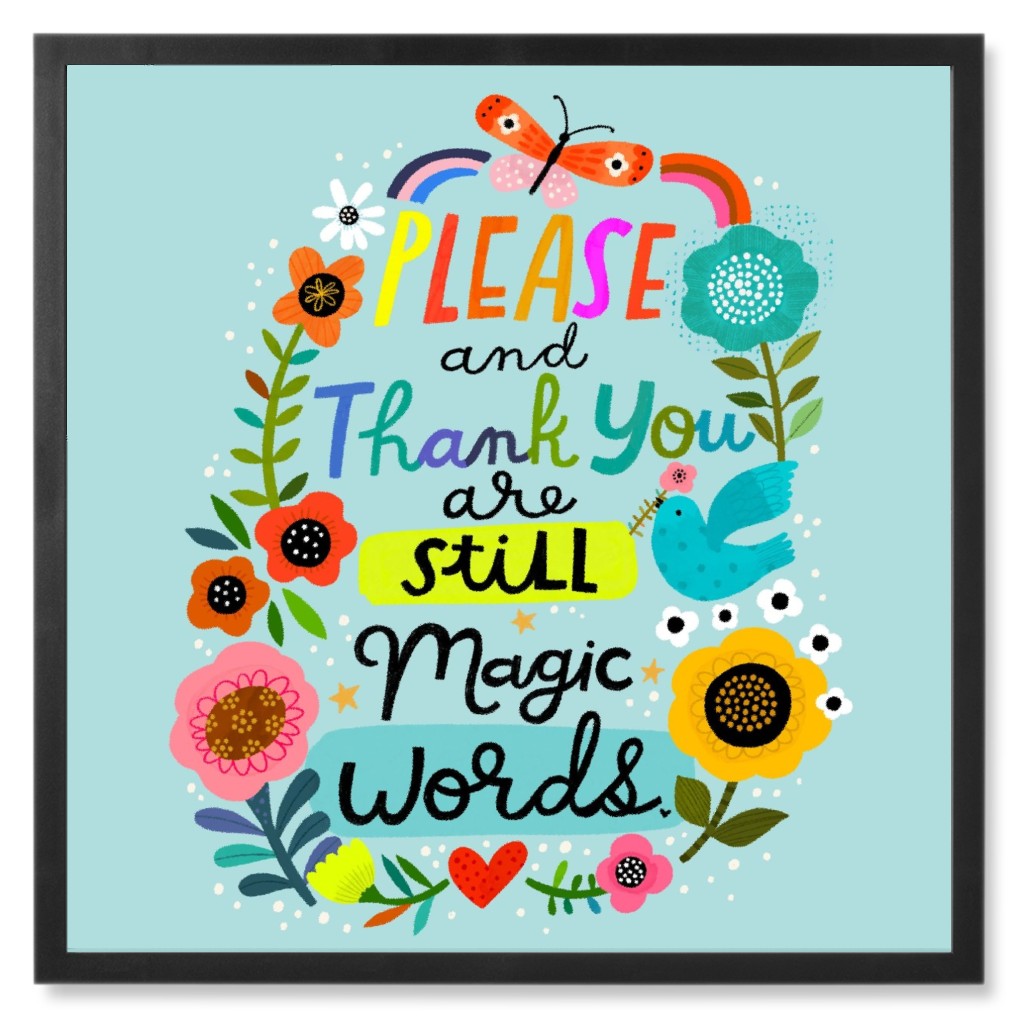 Please and Thank You Magic Words - Multi on Blue Photo Tile | Shutterfly
