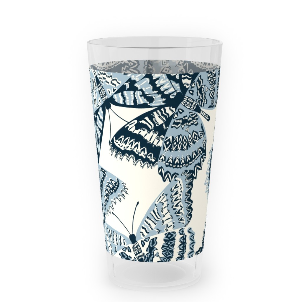 Butterfly - Hand Drawn - Blue Outdoor Pint Glass | Shutterfly