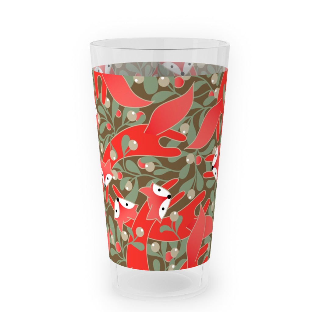 Red Fox Mistletoe Outdoor Pint Glass | Shutterfly