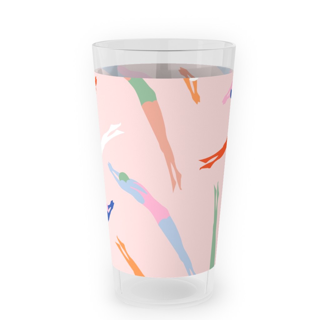 Art Deco Divers - Pink Outdoor Pint Glass | Shutterfly