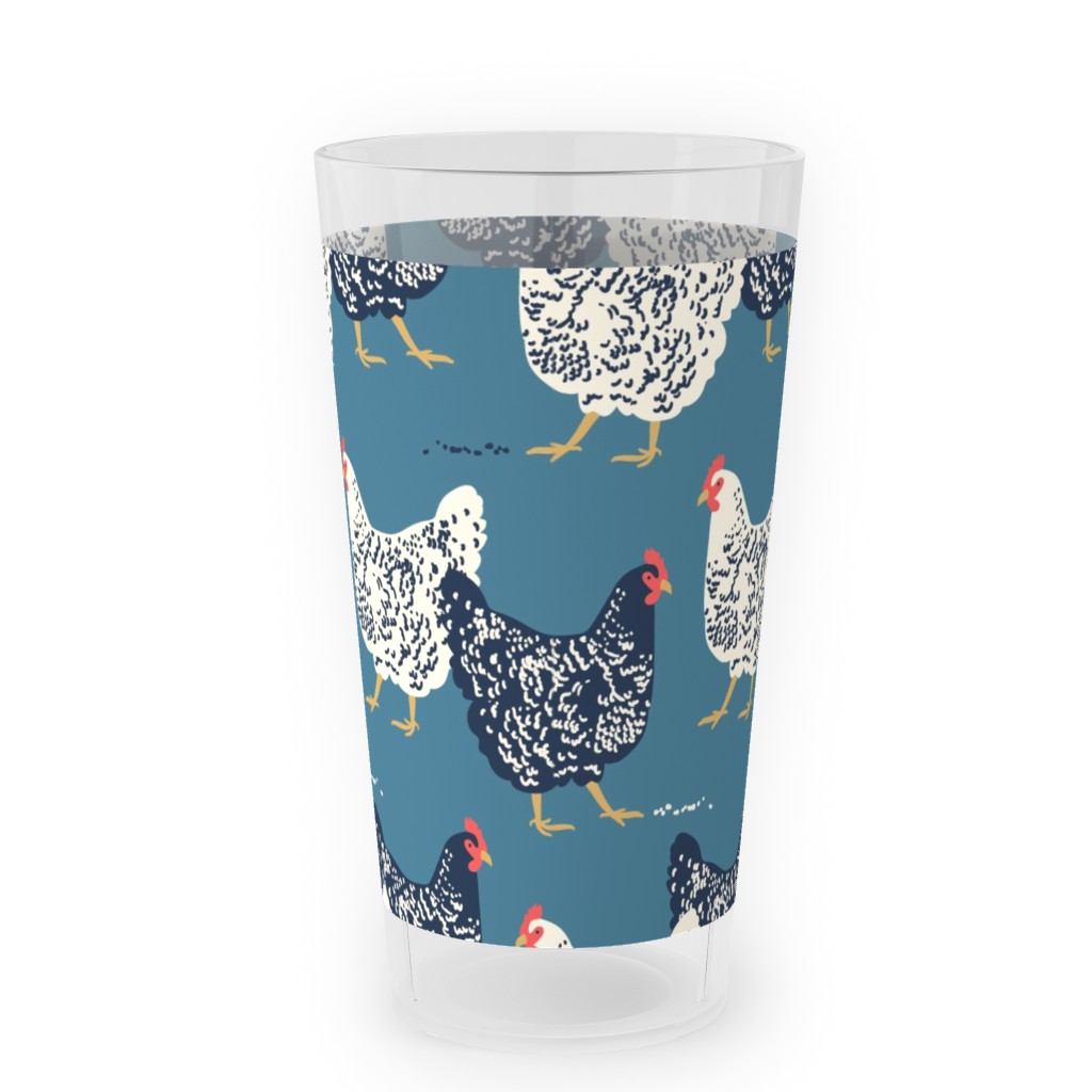 Farmhouse Chickens - Blue Outdoor Pint Glass | Shutterfly