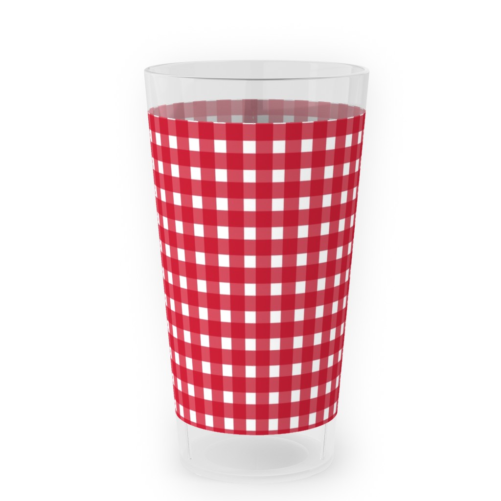 Classic Gingham - Red Outdoor Pint Glass | Shutterfly