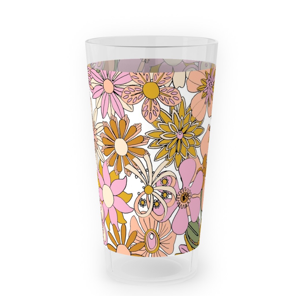 Chelsea Vintage Floral Garden - Pink Outdoor Pint Glass | Shutterfly