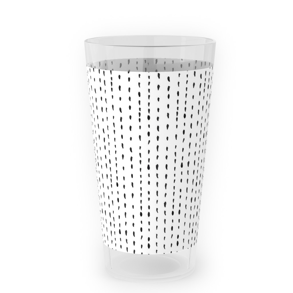 Woodland - Little Dots of Stripes - Black and White Outdoor Pint Glass ...