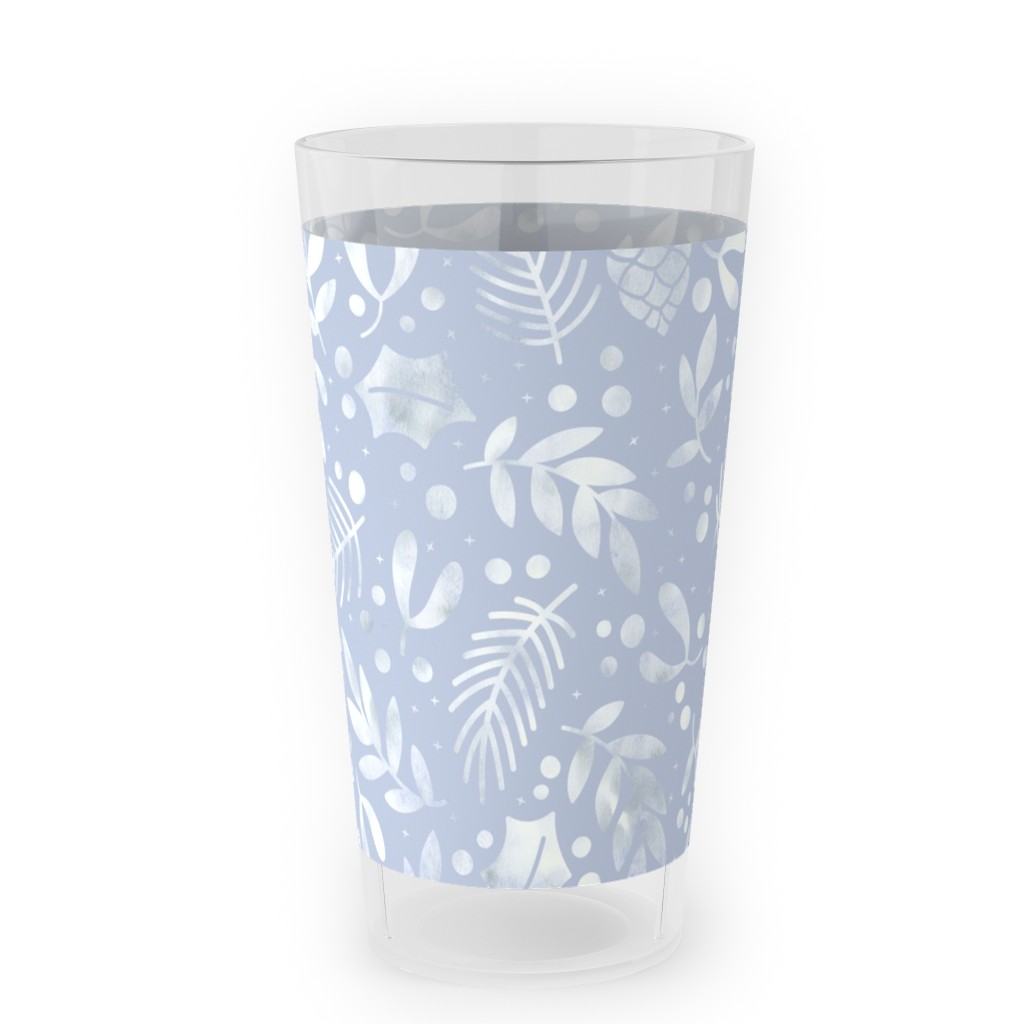 Frozen Winter Florals - Silver Outdoor Pint Glass | Shutterfly