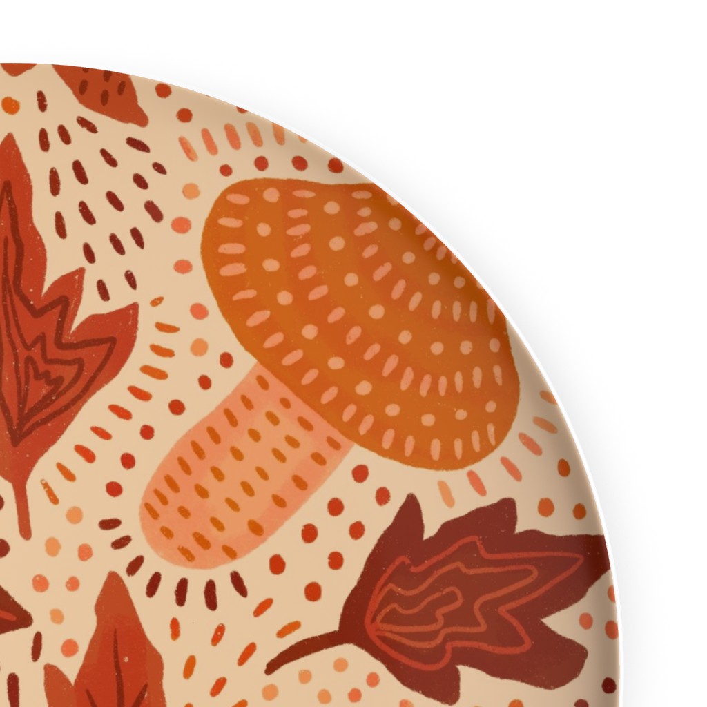 Autumn Mushrooms and Fallen Leaves Plates | Shutterfly