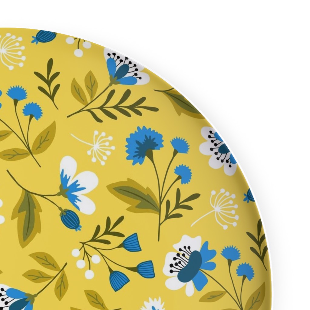 Colorful Spring Flowers - Blue on Yellow Plates | Shutterfly